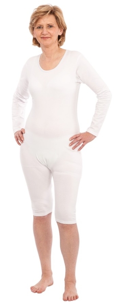 Pflegebody suprima 4699, Langarm, teilbarer Bein-RV, Weiß